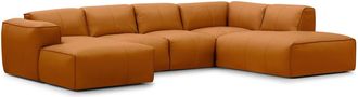 Studio Copenhagen home24 Wohnlandschaft Braun/Cognac Echtleder Neka 325 x 71 x 235cm Longchair davorstehend links / Ottomane rechts Modern