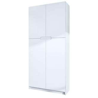 Vladon Büroschrank Logan V1, Made in Germany, Aktenschrank mit 5 Fächern und 4 Türen, Weiß matt/Weiß matt (82 x 185 x 37 cm)