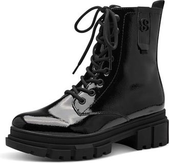 s.Oliver Bottines Plates en Dentelle pour Femme 5-25214-41, Imprimé Noir, 40 EU