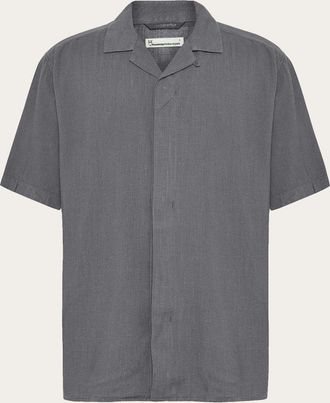 Knowledge Cotton Apparel Herren vegan Kurzarmhemd Moss Relaxed Vintage Indigo