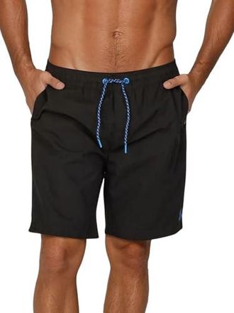 Riverso RIVDavid Short de bain long pour homme - Coupe droite - Taille élastique - Noir, bleu, rouge, vert, orange, S, M, L, XL, XXL, 3XL, 4XL, 5XL, Noir/bleu