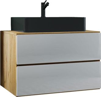 ebuy24 LendasBL Badm&ouml;belset 2 Teile Eiche dekor, wei&szlig;