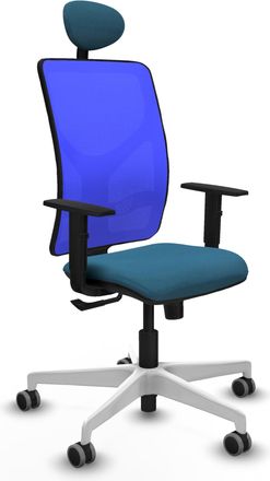 Piqueras y Crespo B&uuml;rostuhl mit 1D-Armen, h&ouml;henverstellbare Lendenwirbelst&uuml;tze und festes Kopfteil, ausgestattet mit 3 Positionen und Schneideschaum, Blau/Petrolgr&uuml;n