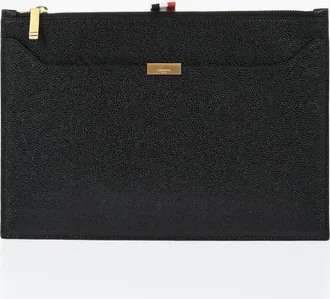Thom Browne Hammered Leather Document Holder With External Pocket Thom Browne