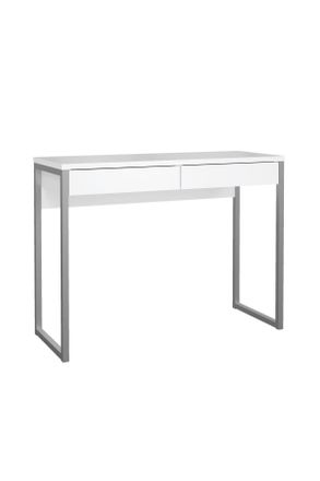 MID.YOU Mid.you Schreibtisch, Wei&szlig; Hochglanz, Holzwerkstoff, 2 Schubladen, Kufe, 40.0x76.5x101.6 cm, Arbeitszimmer, Schreibtische, B&uuml;rotische