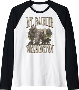 Trendy Apparel Mt. Rainier Washington Grizzly Bear Forest Raglan