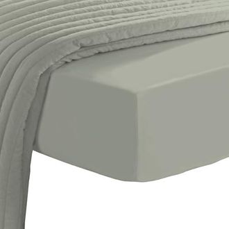 Pizuna Luxueux Drap Housse 140x200 cm Argent, 100% Coton Longue Tige 800 Fils Armure Satin, Drap Housse de Luxe Bonnet 40 cm (Argent Drap-Housse Coton 2 Pers