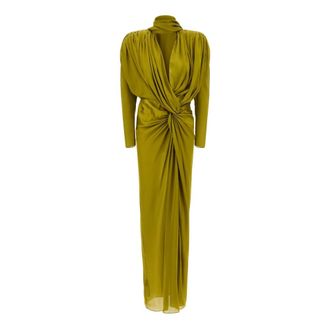 Balmain Langes Seidenkleid aus Charmeuse - - Dresses - Damen - Gr&uuml;n - XS