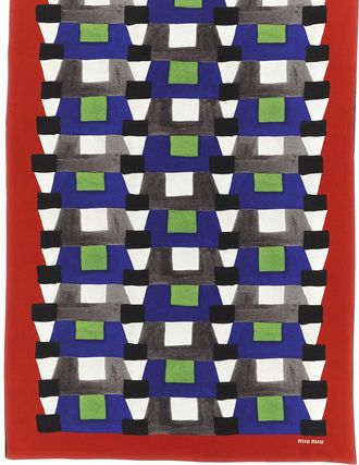 Miu Miu Silk Twill Geometric Scarf - Blue