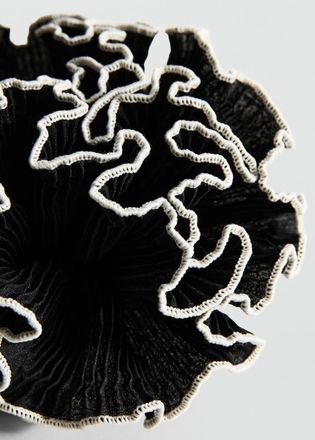 Mango Chouchou fleuri avec liser&eacute; contrast&eacute; noir - Femme - Taille unique - MANGO