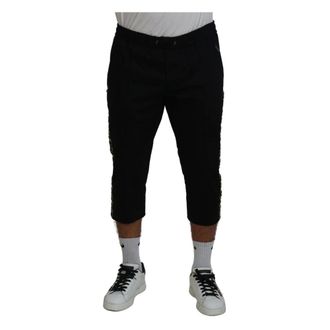 Dolce & Gabbana Homme, Pantalons, Noir, Taille: L Pantalon Court Imprim&eacute; L&eacute;opard