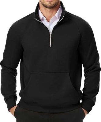 Generic Sweat &agrave; capuche pour homme - Veste de surv&ecirc;tement automne et hiver - Manches longues - Demi-fermeture &eacute;clair - Pull pour homme - Hauts dext&eacute;rieur - Ve
