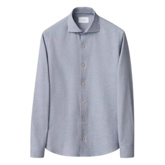 Eton Chemise Flanelle Unie - Homme - Chemises - Bleu - Taille: 2XL