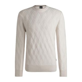 HUGO BOSS Geflochtener Rundhals-Pullover - - Knitwear - Herren - Wei&szlig; - 2XL