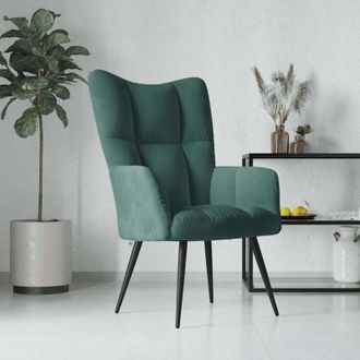 vidaXL Chaise de relaxation Vert fonc&eacute; Velours