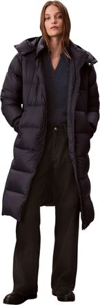 Calvin Klein Damen Daunenmantel Essential Midweight Long Puffer mit Kapuze, Blau (Inkwell), XS