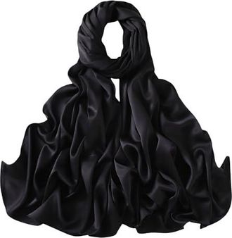Lina & Lily Écharpe châle en satin soyeux pour femme pour robe de soirée de mariage, Noir, taille unique
