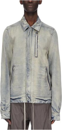 Rick Owens Homme, Vestes, Bleu, Taille: M Veste en jean &agrave; fermeture &eacute;clair dissimul&eacute;e