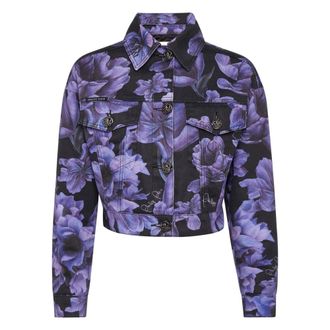 Philipp Plein Cropped Denim Jacke Paisley - - Jackets - Damen - Schwarzk - L