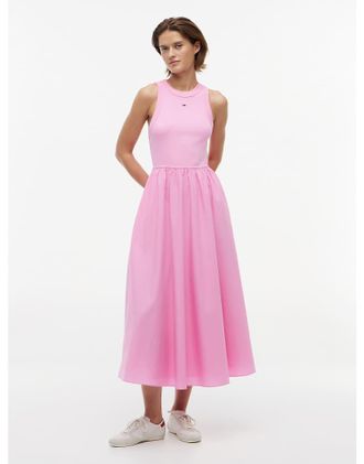Tommy Jeans Schmal geschnittenes, &auml;rmelloses Maxikleid aus Popeline in Rosa