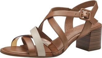 Tamaris Damen Sandalen mit Absatz Leder Blockabsatz Sommer; COGNAC/braun; 36 EU