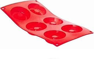 De Buyer Moul Flex De Buyer 1903.01 Silikon-Backform - 6 Moule à Savarin démontable Kuchen, rot