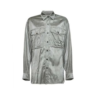 Dries Van Noten Homme, Chemises, Gris, Taille: L Relaxed Chest-Pocket Shirt