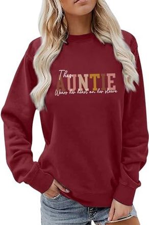 Generic Sweats pour femmes UK Sweatshirt imprim&eacute; graphique surdimensionn&eacute; haut col rond manches longues automne hiver d&eacute;contract&eacute; confortable automne mode con