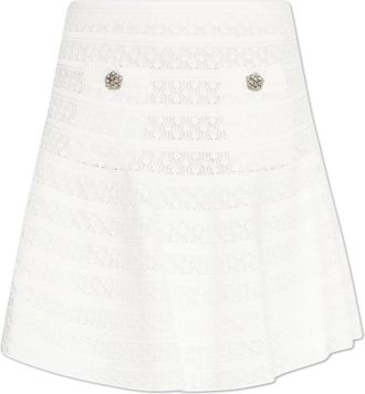 Self Portrait Femme, Jupes, Blanc, Taille: 42 FR Mini-jupe en maille Pointelle