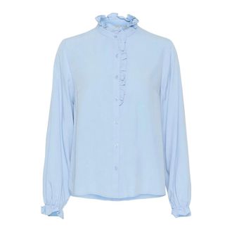Cream Puff Sleeve Blouse Placid Blue - Femme - Blouses et Chemises - Bleu - Taille: 48 FR
