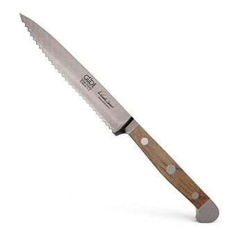 Gude Solingen - Tomatenmesser mit Welle geschmiedet, 13 cm, Fasseichenholz, ALPHA FASSEICHE, Doppelkropf, Handmade Germany