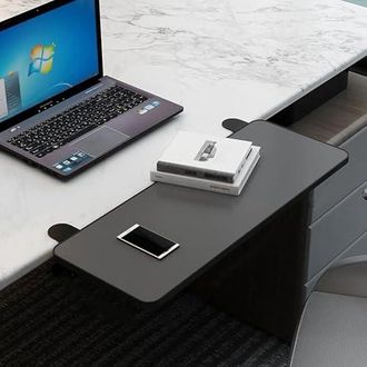 Generic Rallonge de Bureau Pliable avec Plateau Clavier en Bois 52/65/75 x 25 cm, soulage la Fatigue et am&eacute;liore Posture, for rallonge Table Bureau/d&eacute;cole(Bla