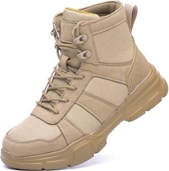 Generic Chaussures de travail à bout en acier pour homme - Anti-crevaison - Bottes tactiques antidérapantes, marron, 40 EU