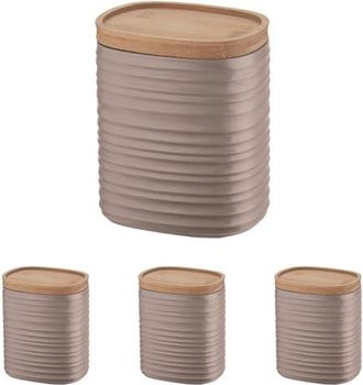 Guzzini Tierra, Vorratsdose (M) - Taubengrau, 12.3 x 9.4 x h15 cm | 1000 cc - 181800158 (Packung mit 4)