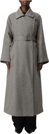 Emporio Armani Femme, Manteaux, Gris, Taille: 42 FR Manteau Long Ceintur&eacute;