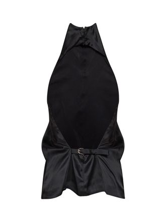 Khaite Womens Halter Neck Top Rone Black Satin Silk Tops