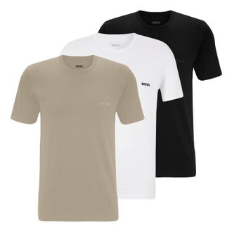 BOSS Herren Classic T-Shirts Kurzarm Shirts Pure Cotton Crew-Neck 3er Pack, Farbe:Mehrfarbig, Artikel:-965 Black/White/beige, Gr&ouml;&szlig;e:S