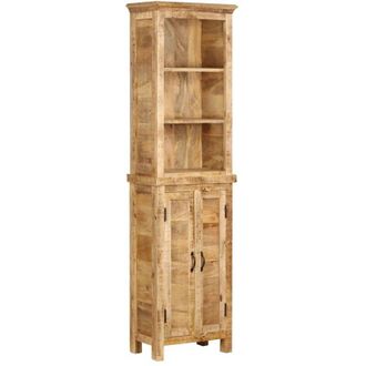 vidaXL Vidaxl - Biblioth&egrave;que en bois massif de manguier 50 x 30 x 180 cm - 3 &eacute;tag&egrave;res et armoire de rangement - Finition poli et cir&eacute;