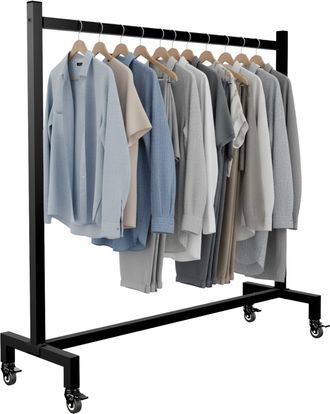 Clp Kleiderst&auml;nder auf Rollen Gisborne, stabiler Garderobenst&auml;nder mit Stahl-Gummir&auml;dern, ideal f&uuml;r Flur oder Schlafzimmer, Farbe:schwarz, Gr&ouml;&szlig;e:120x38x12