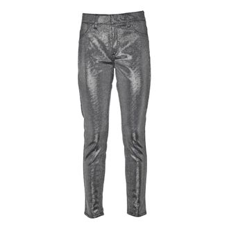 Dondup Femme, Pantalons, Gris, Taille: W26 Pantalon Lamé Appetite avec Fermeture Éclair