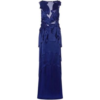 Alberta Ferretti Indigo Blaues &Auml;rmelloses Stufenrock Kleid - - Dresses - Damen - Blau - L