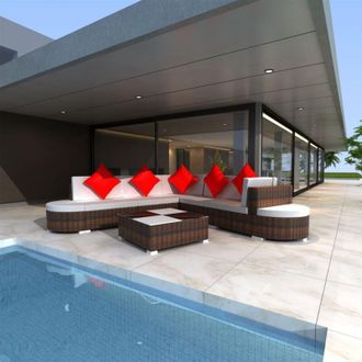 vidaXL Vidaxl - Salon de jardin 8 pcs avec coussins r&eacute;sine tress&eacute;e marron