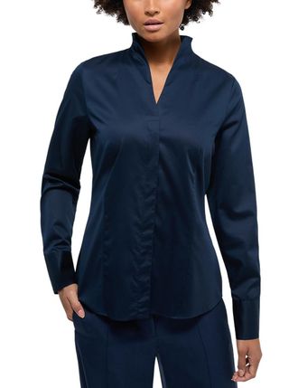 Eterna Female Satin Shirt Bluse unifarben Regular FIT 44_D_1/1, 1/1, Navy