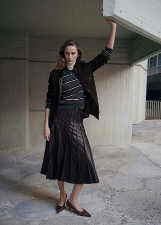 Mango Godet-Rock mit Ledereffekt braun - Damen - 32 - MANGO