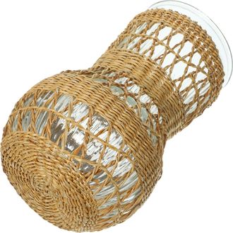 Soimiss Rattan-gewebte Bodenvase Rustikaler Pflanzkübel Woven Planter Für Frische Und Trockenblumen Dekorative Landhausstil Vase Für Wohnzimmer Und Büro