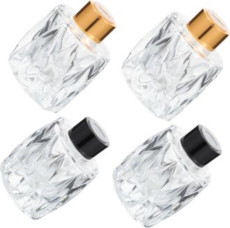 Aboofan 4 Stück Teiliges Glas Diffuser Flaschen Quadratisch Dicht Schließend Ästhetisch Modernes Design Vielseitig für Ätherische Öle Parfüm Dekoration zu Hau