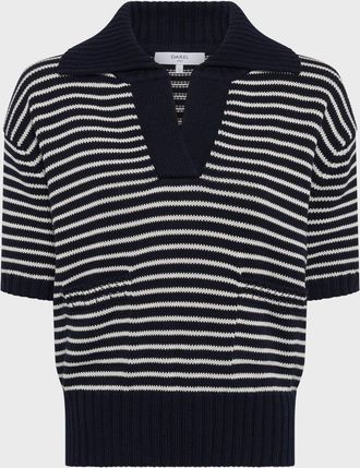 Gerard Darel Polo ray&eacute; en coton - LYVIA - Marine