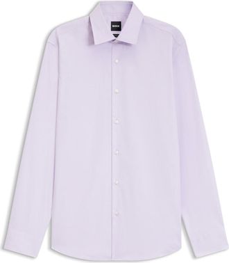 HUGO BOSS Elastisches Baumwollhemd mit Kentkragen, Extralang, Regular Fit in