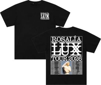 Generic Rosalia Lux Tour 2026 T-shirt unisexe col rond &agrave; manches courtes en coton pour homme et femme, Noir, 4XL