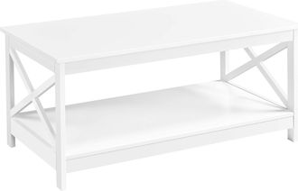 Yaheetech Kaffeetisch mit X-förmige Rahmen Sofatisch mit Viel Stauraum Couchtisch mit Ablagefläche Beistelltisch 100 cm L × 50 cm B × 45 cm H Weiß